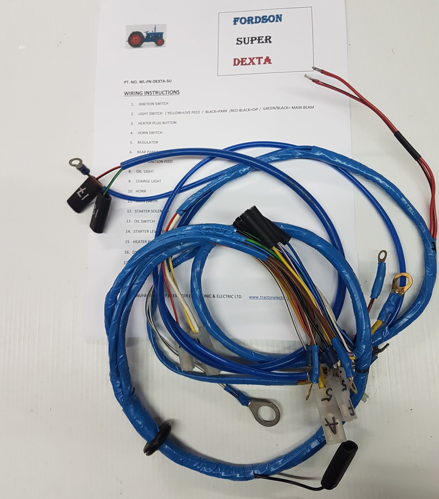 Fordson Super Dexta Tractor Harness — Tractor Electric's